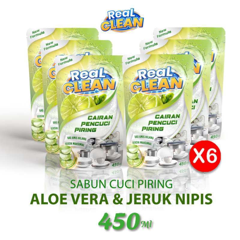 Promo Real Clean Sabun Cuci Piring Fresh Lime & Aloe Vera Pouch 450 Ml ...