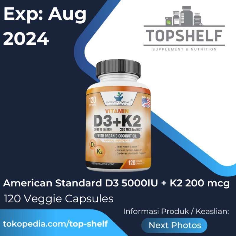 Promo Vitamin D3 5000 Iu K2 200 Mcg As Mk-7 American Standard ...