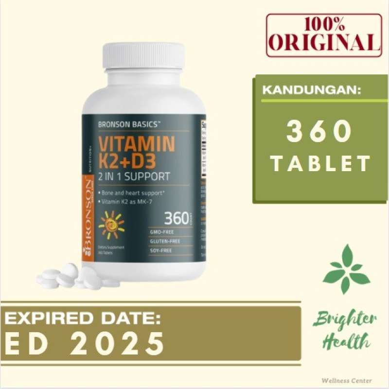Promo Bronson Vitamin K2 D3 5.000 Iu 360 Tablet Vitamin D3 K2 Mk7 ...