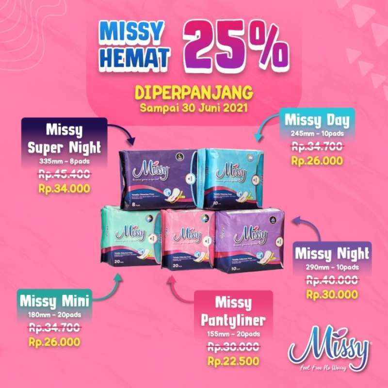 Promo Missy Pembalut Wanita| Pantiliner/mini/day/night/super Night - Pantyliner Diskon 23% Di ...