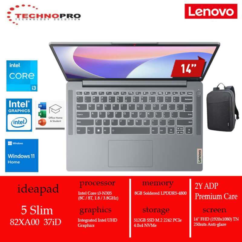 Promo Lenovo Ideapad Slim 3 14ian8 82xa00 37id || Intel Core I3-n305 Uhd Graphics 8gb Lpddr5 ...