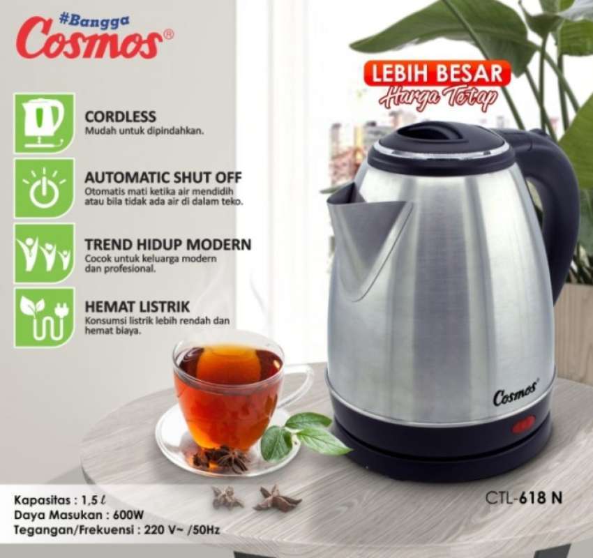 Promo Teko Listrik Cosmos Ctl618n/kettle Listrik/teko Stainless 1.5 ...
