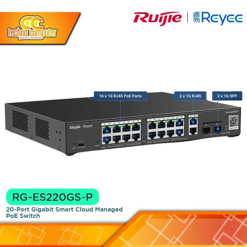 Jual Switch Poe Ruijie/reyee Rg-es220gs-p 20-port Gigabit Smart Cloud Mananged Poe Switch Di ...