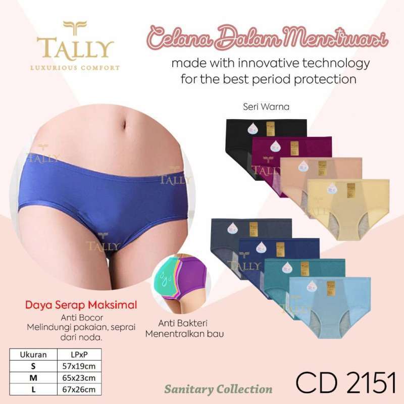 Jual Tally 2151 Cd Celana Dalam Wanita - Sanitary Menstruasi Haid Panty Anti Bakteri - L Hitam ...