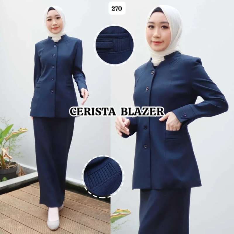 Jual Seragam Guru Biru Dongker Set Rok Span (270) Di Seller Winter ...