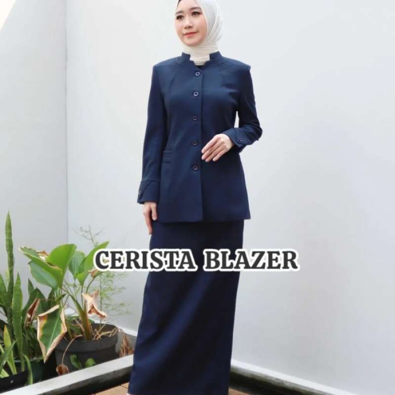 Jual Seragam Guru Biru Dongker Set Rok Span (270) Di Seller Winter ...