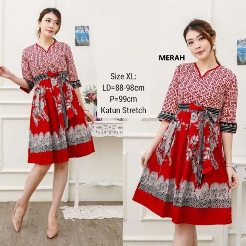 Jual Baju Batik Dress Mini Wanita | Minidress Remaja Modern Kombinasi ...