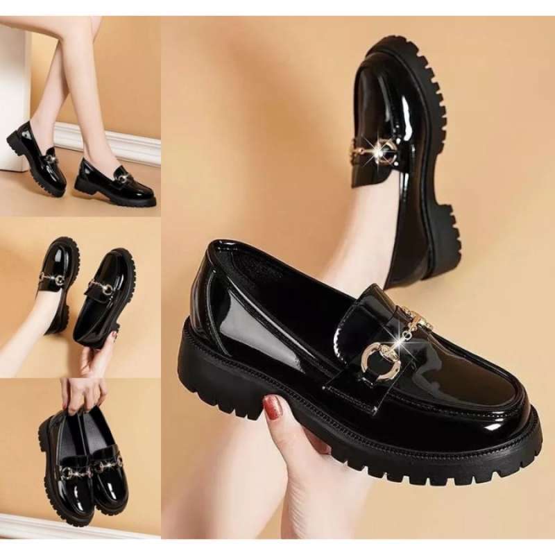 Jual Sepatu Dockmart Hitam Glosy Wanita Kerja Kantor Pesta Pantofel ...