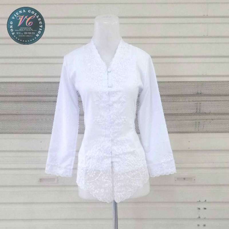 Jual Kebaya Encim Modern Lengan Panjang Warna Putih Bersih Polos - Xxl ...