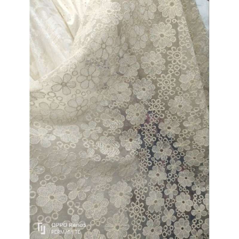 Jual Bahan/kain Tile Bordir / Organza Bordir Dan Jenis Lainnya Di ...