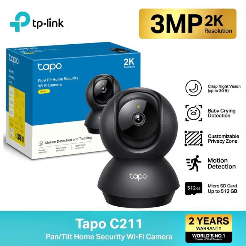 Promo Ip Camera Cctv Wifi Tapo C211 Indoor 3mp 2k Hd Night Vision 2way ...