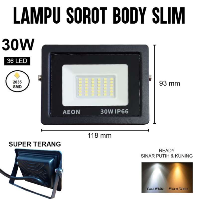 Promo Lampu Sorot Led 30w Outdoor /tembak/panggung/taman Kap Sorot 30 Watt - Body Slim, Putih ...