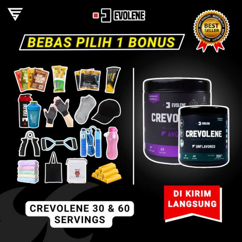 Promo [original] Evolene Crevolene Creatine Monohydrate 60 Serving ...