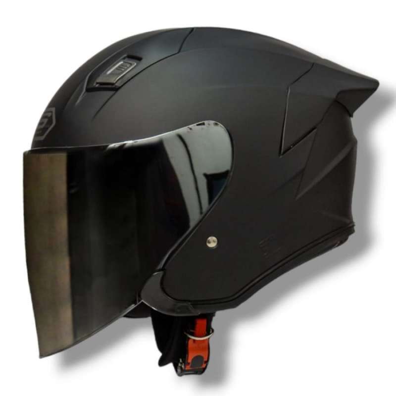 Promo Helm Js Yakuza Helm Half Face Visor Iridium Silver - Black Doff ...
