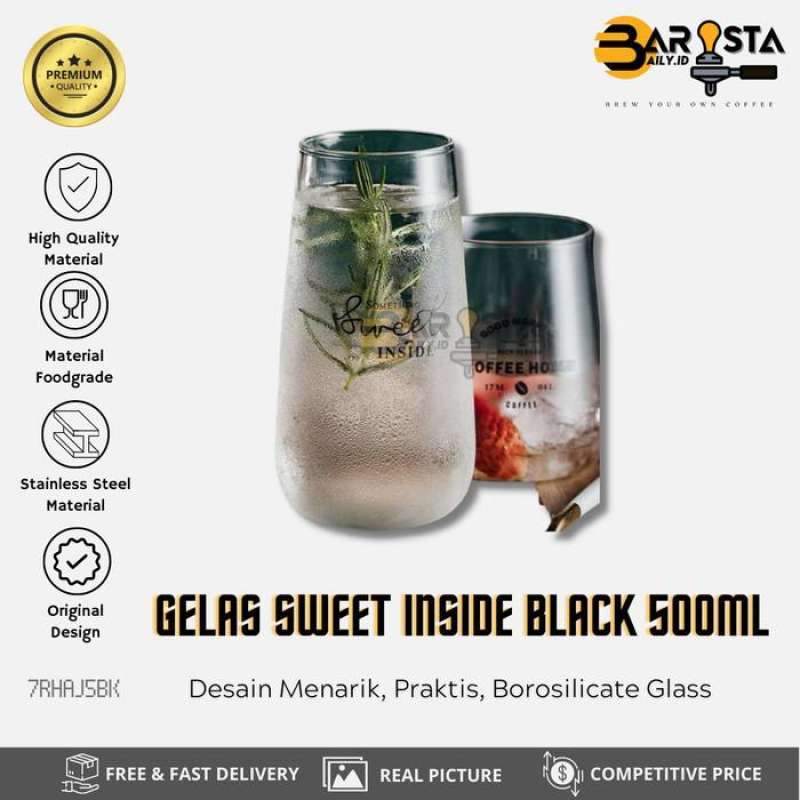 Promo Kopi Gelas Mug Coffee Sweet Inside Design Transparan 500ml - Tall ...