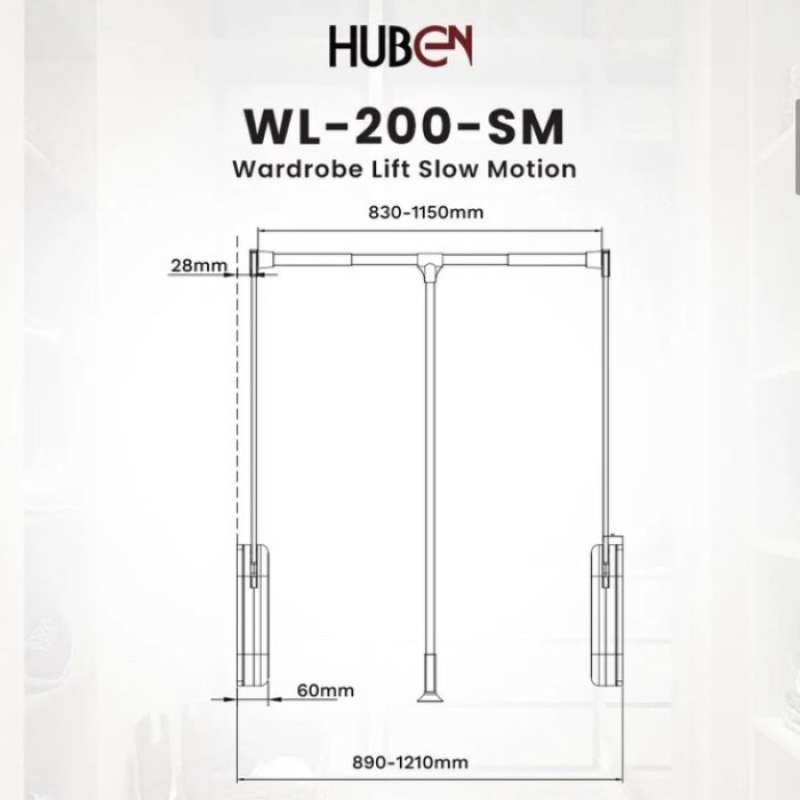 Jual Ambos Lift Slow Motion Wl-200 Sm Huben Gantungan Baju Tarik Lemari ...