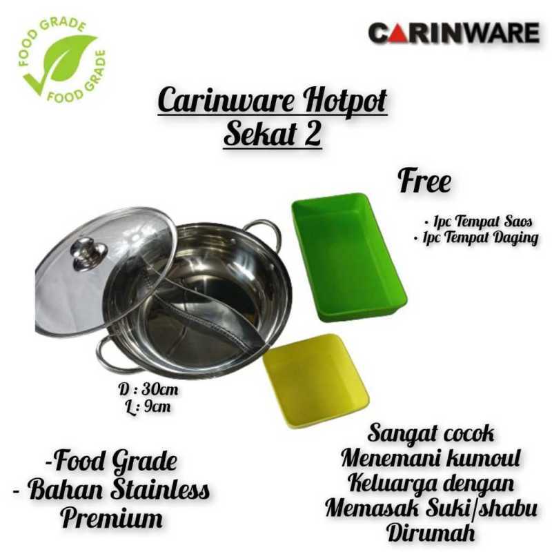 Jual Carinware Panci Hotpot 3ocm / Sekat Dan Non Sekat / Tanpa Tutup ...