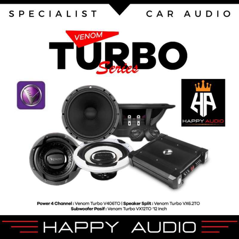 Promo Paket Audio Mobil Venom Turbo Full Set Speaker Split Power 4 Channel Diskon 23% Di Seller ...