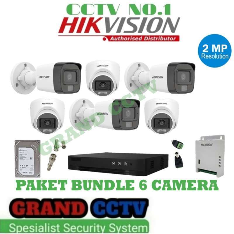 Promo Paket Cctv 6 Camera Hik Vision 2mp Dvr 8 Channel Turbo Hd Audio Camera Diskon 23% Di ...