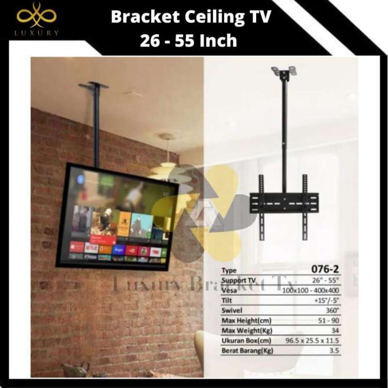 Jual Bracket Tv Ceiling Gantung Plafon Cb-762 26 - 55 Inch Tilt Swivel ...