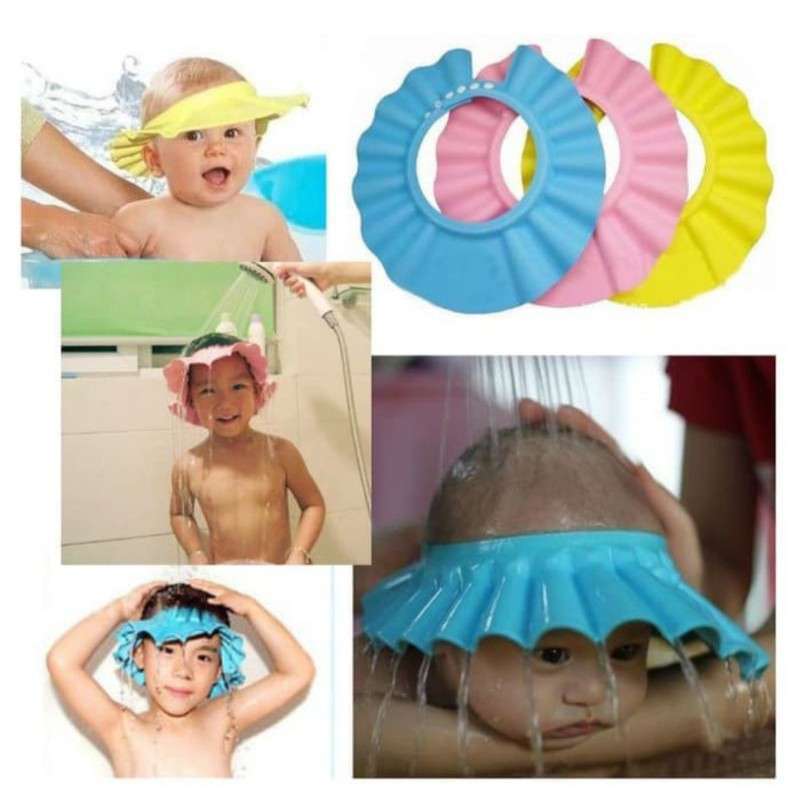 Jual Topi Mandi Keramas Dengan Penutup Telinga Agar Mata Bayi Tidak ...