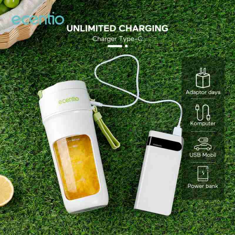 Jual Ecentio Portable Electric Juicer Straw Cup 10 Mata Pisau 340ml Di ...