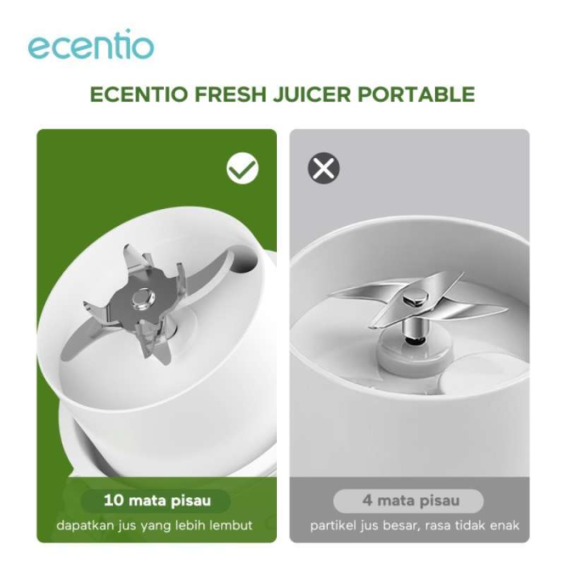 Jual Ecentio Portable Electric Juicer Straw Cup 10 Mata Pisau 340ml Di ...