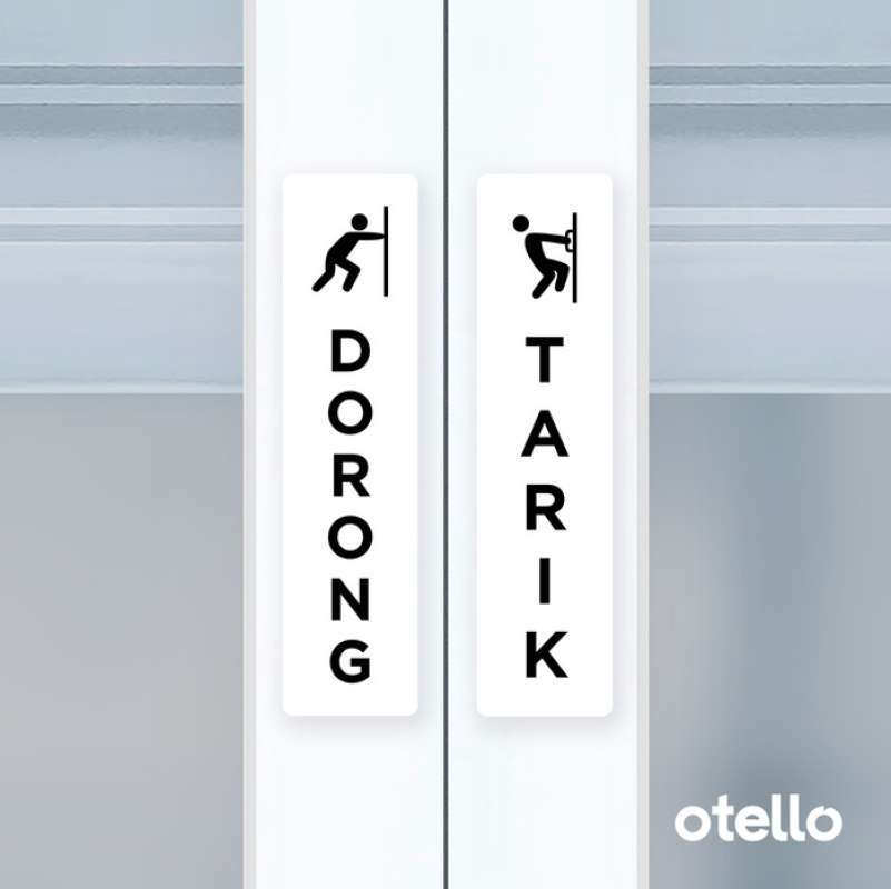 Jual Otello Label Sticker Dorong Tarik Icon Unik Sign Acrylic Signage ...