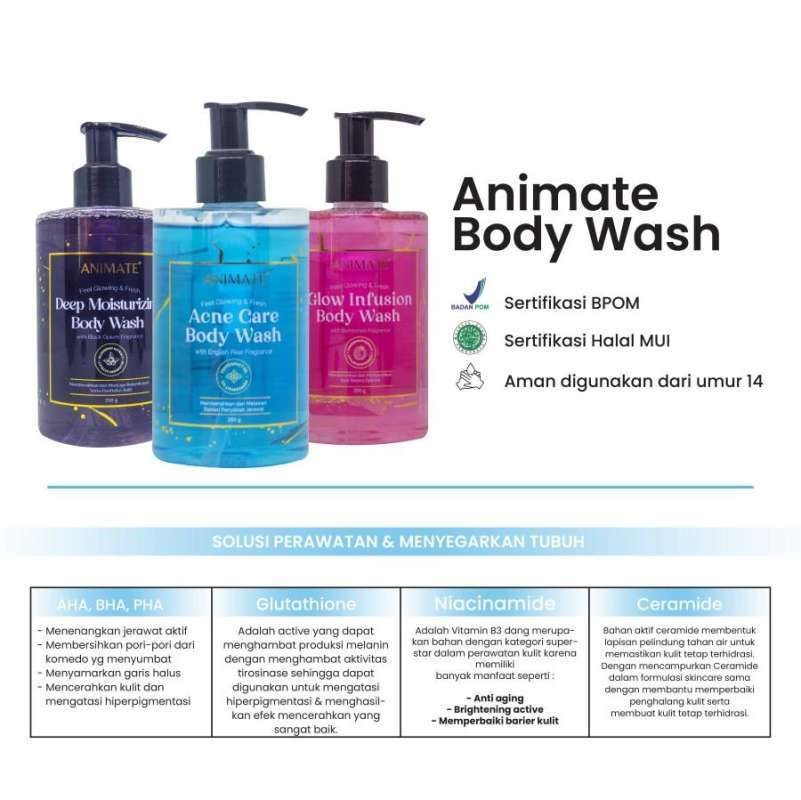 Promo Animate Glowing Barrier Skin Repair Series 5in1 + Body Wash 250 Ml - 5in1w+ginfusion ...