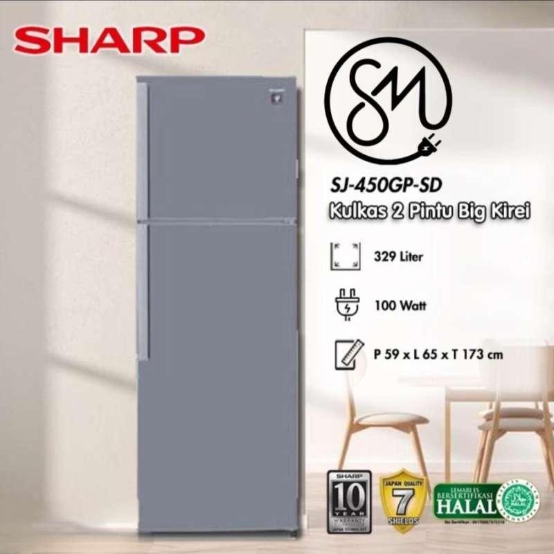 Jual Kulkas Sharp 2 Pintu Sj-450gp-sd 450gpsd Sj450gpsd 329 L Big Kirei Di Seller Sinar Matahari ...