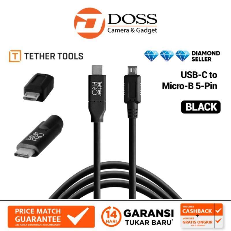 Jual Tether Tools Tetherpro Usb-c To 2.0 Micro-b 5-pin Black Di Seller ...