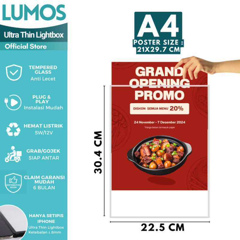 Jual Ultra Thin Lightbox A4 - Lumos 1.0 Led Signage Slim Portable ...