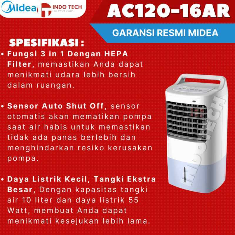 Promo Midea Ac120-16ar Air Cooler Penyejuk Udara 10l - Hitam Promo - Putih 16ar Diskon 8% Di ...