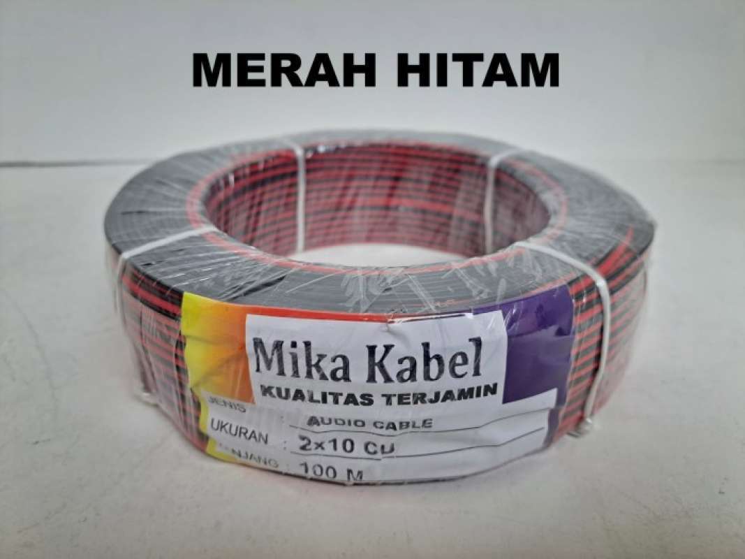 Jual Kabel Mika 2x10 Cu 100m Cable Twin Round Serabut Hitam Putih 2 X ...