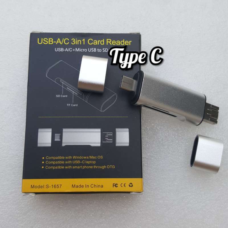 Promo Otg 3 In 1 Smart Card Reader Usb 3.0 Type C Combo 3in1 Diskon 23% ...