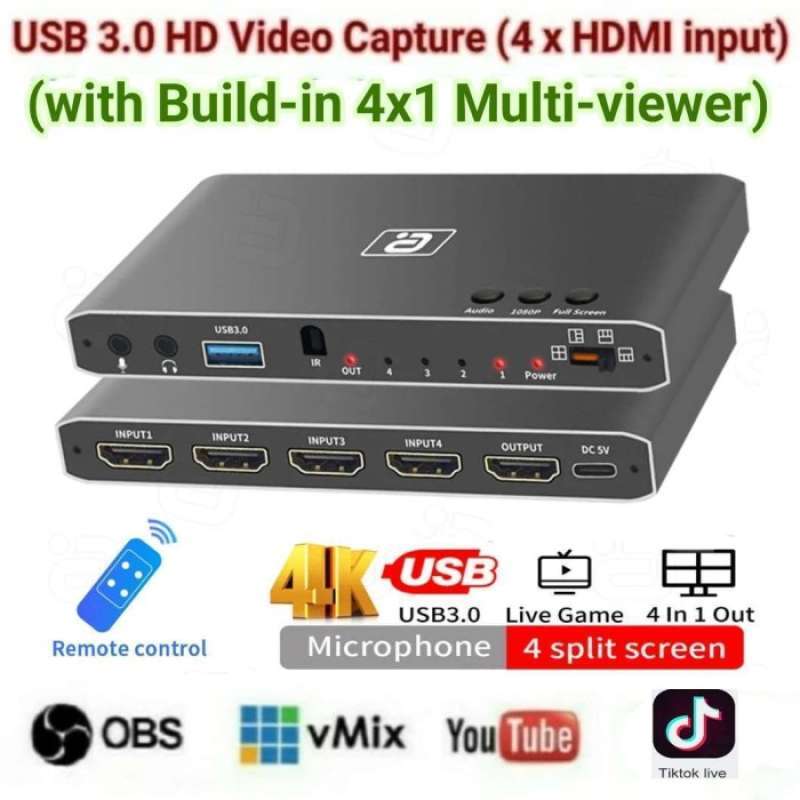 Promo Usb 3.0 Hd Video Capture (4 X Hdmi Input) - With Built-in Multiviewer Diskon 23% Di Seller ...