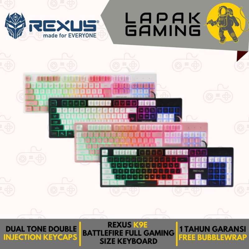 Jual Rexus K9e Battlefire Full Gaming Size Keyboard - Black-white Di ...