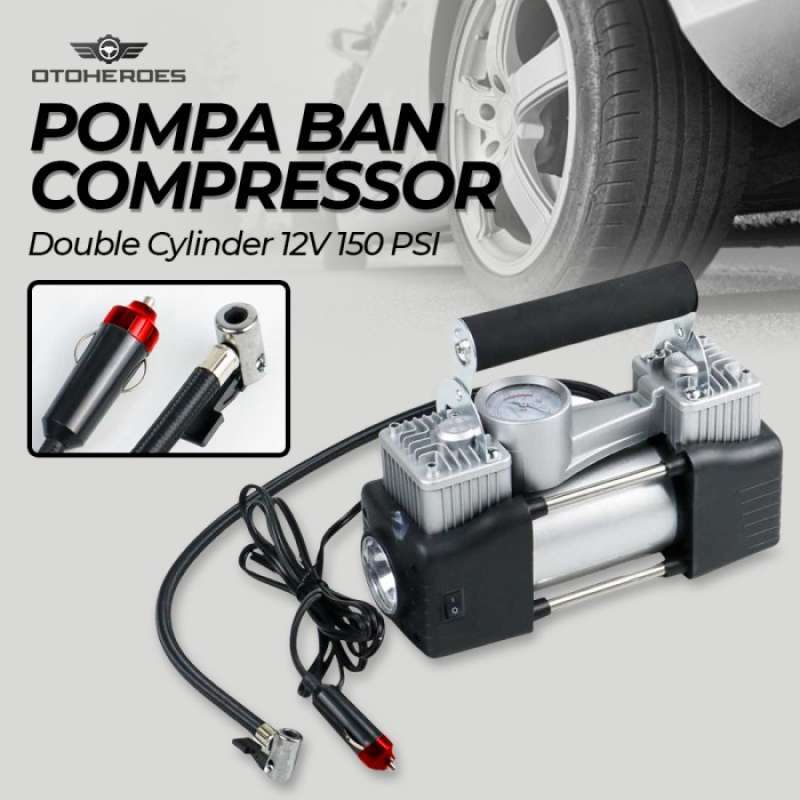 Promo Pompa Ban Mobil Heavy Duty Air Compressor Double Cylinder 12v 150 ...