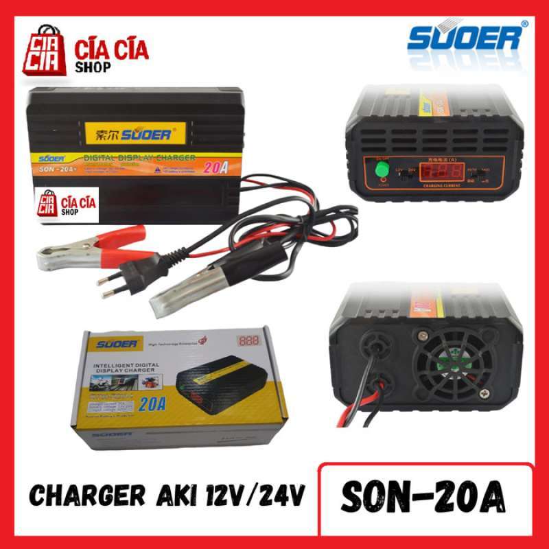 Promo Charger Aki 12v 24v 20a Suoer Son-20a+ Cas Aki Accu 24v Otomatis ...