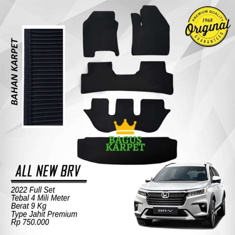 Promo Karpet Karet Car Mat Mobil Honda Brv 2022 Black Tipe Jahit Full ...