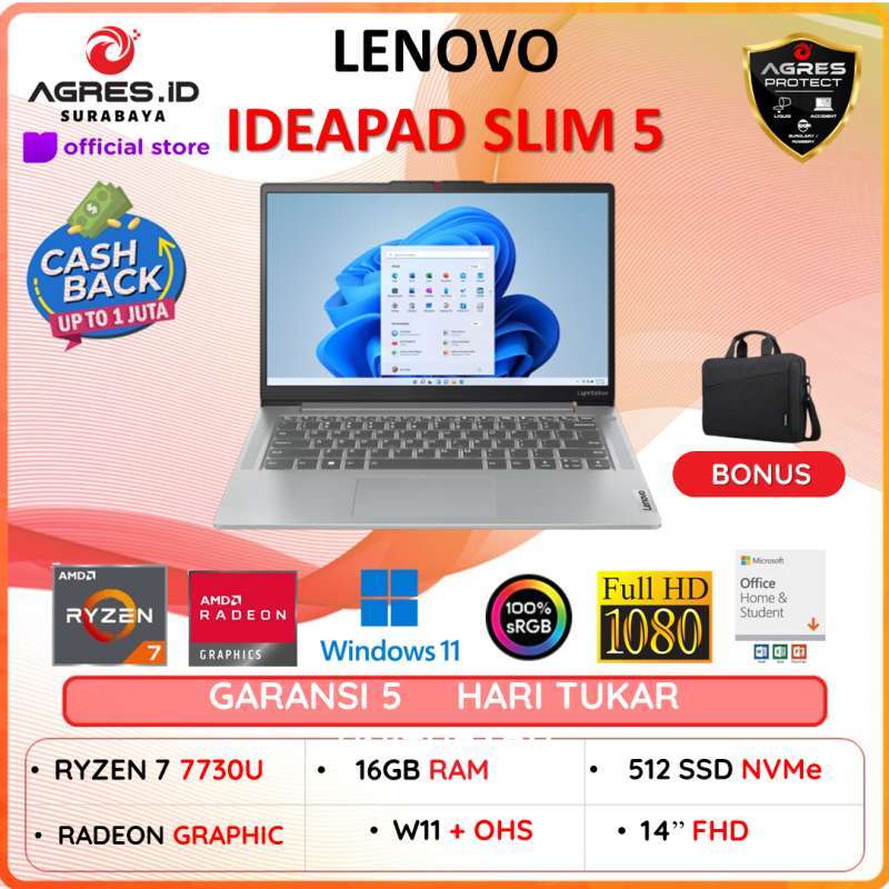 Jual Lenovo Ideapad Slim 5 Light 14 Ryzen 7 7730 16gb 512gb W11 Ohs Fhd 100srgb 2y Prem 2adp
