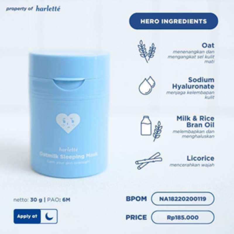 Promo Harlette Oatmilk Sleeping Mask | Acne Prone, Dry, Combination ...