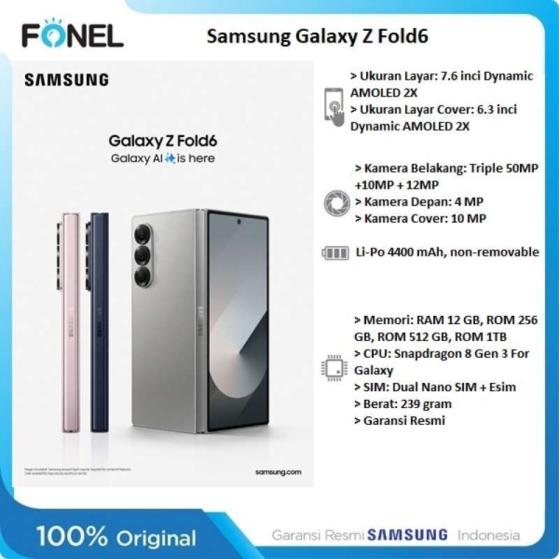 Jual Samsung Galaxy Z Fold 6 - 256 Gb Navy Di Seller Fonel Official ...