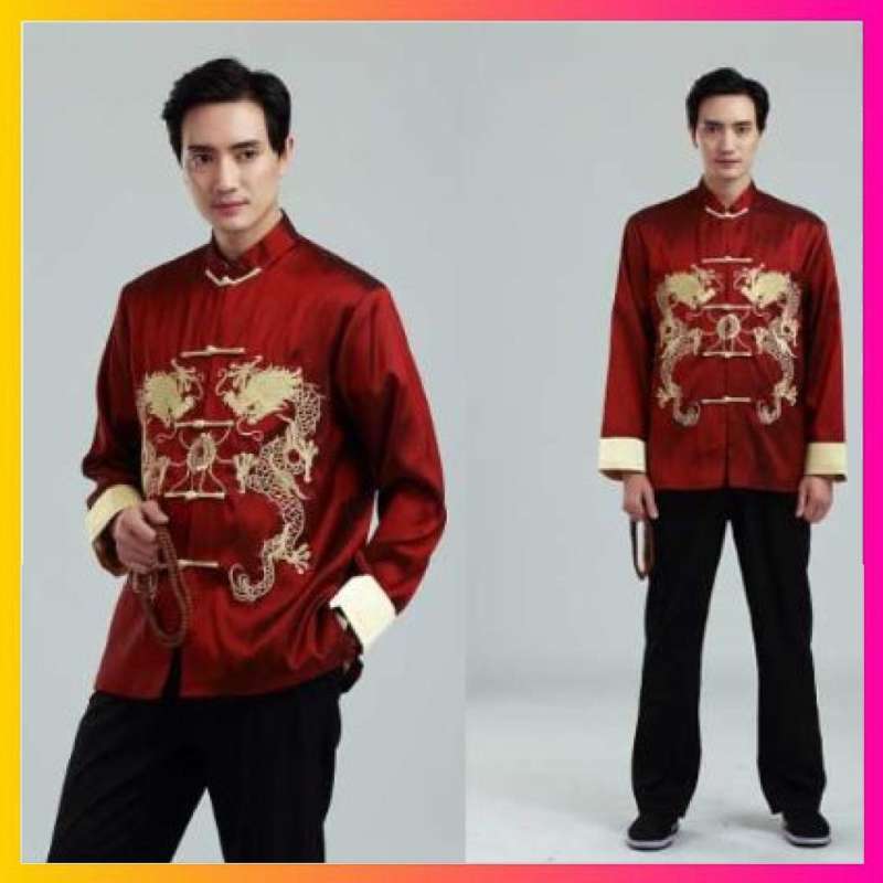 Jual Big Sale Baju Cheongsam Pria 2 Naga Pakaian Tradisional China ...