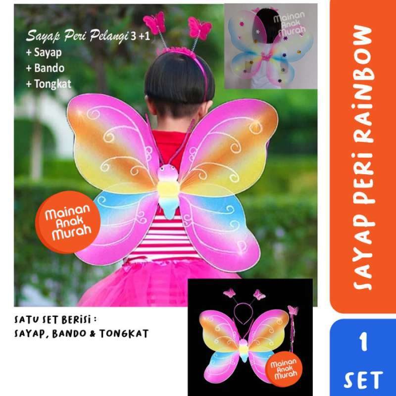 Jual Sayap Peri Rainbow Kupu Kupu Anak Kostum Peri Pelangi Tongkat ...