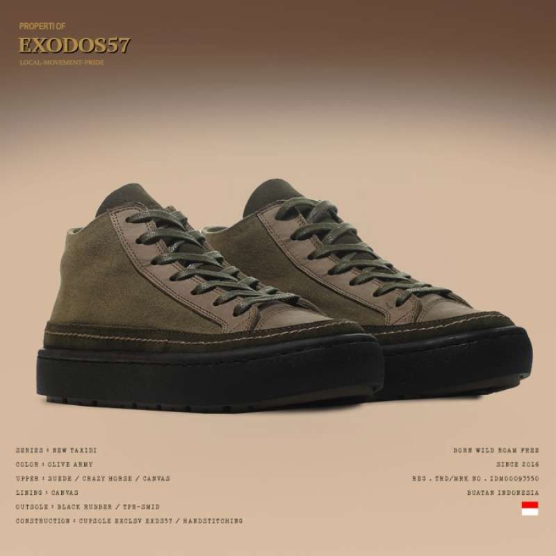 Jual Sepatu Sneakers Kulit Pria Exodos57 New Taxidi Olive Army - 37 Di ...