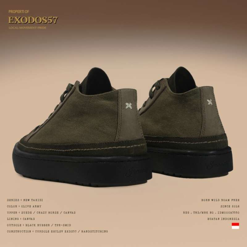 Jual Sepatu Sneakers Kulit Pria Exodos57 New Taxidi Olive Army - 37 Di ...