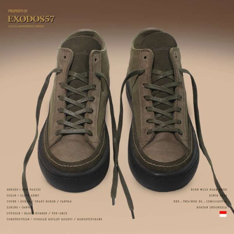 Jual Sepatu Sneakers Kulit Pria Exodos57 New Taxidi Olive Army - 37 Di ...