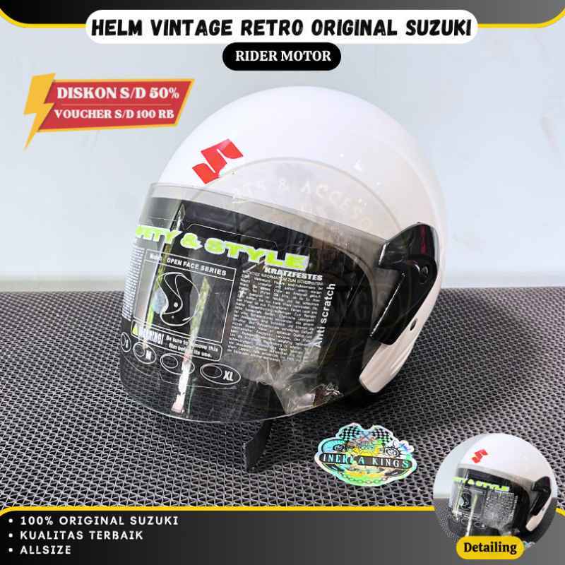 Jual Helm Half Face Original Suzuki Jadul Vintage Putih Nos Di Seller ...