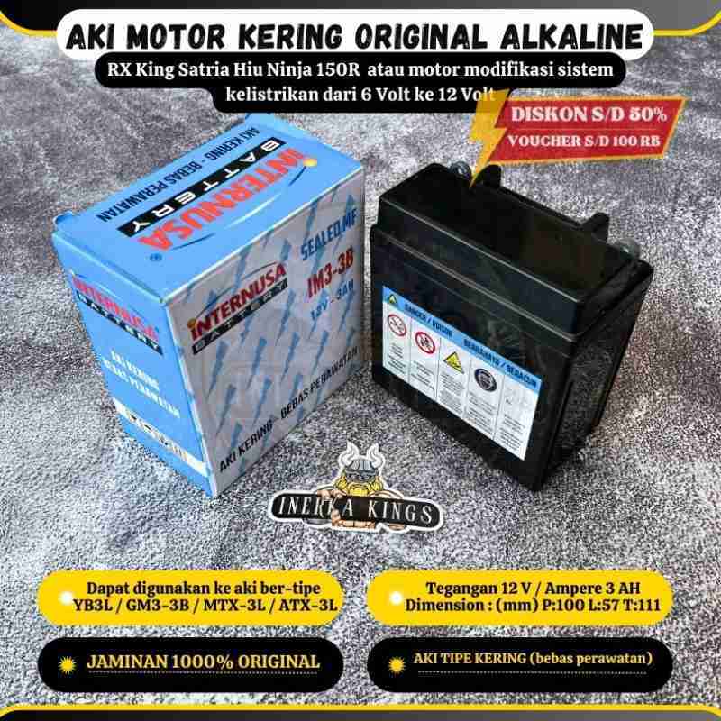 Jual Aki Accu Motor Kering Merk Internusa Im3-3b Rx King Satria Hiu ...